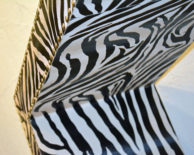 Custom Made Mid-Century Modern Console Table with Nailhead Trimmed ...