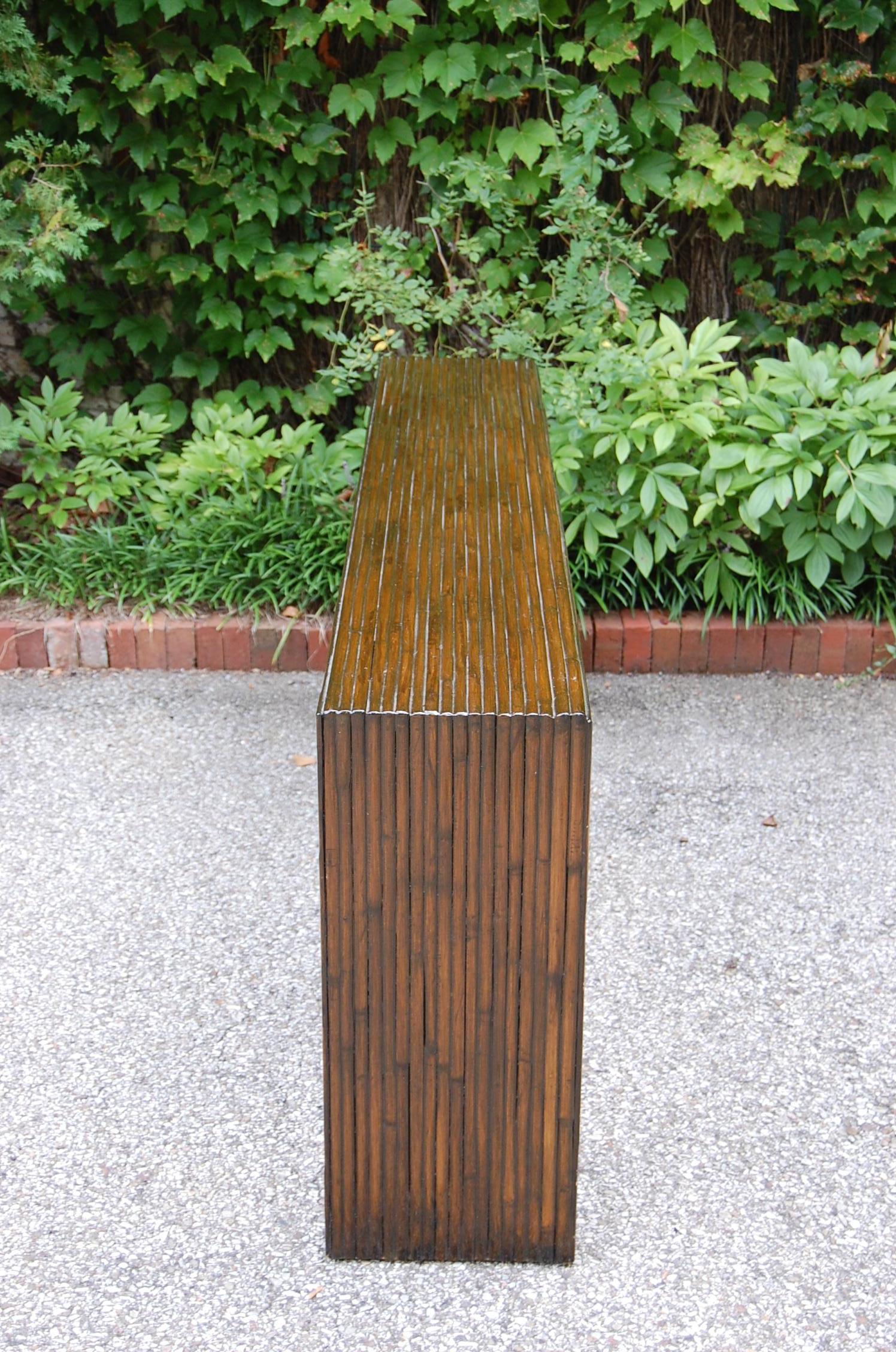 Custom Made Modern Faux Bamboo Console Table in Dark Brown Lacquered ...