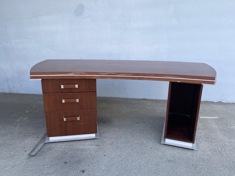 Custom Made Modern Large Executive Desk with Aluminum Trim, circa 1990 ...