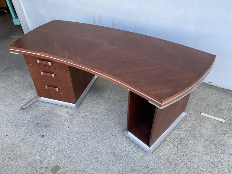 Custom Made Modern Large Executive Desk with Aluminum Trim, circa 1990 ...