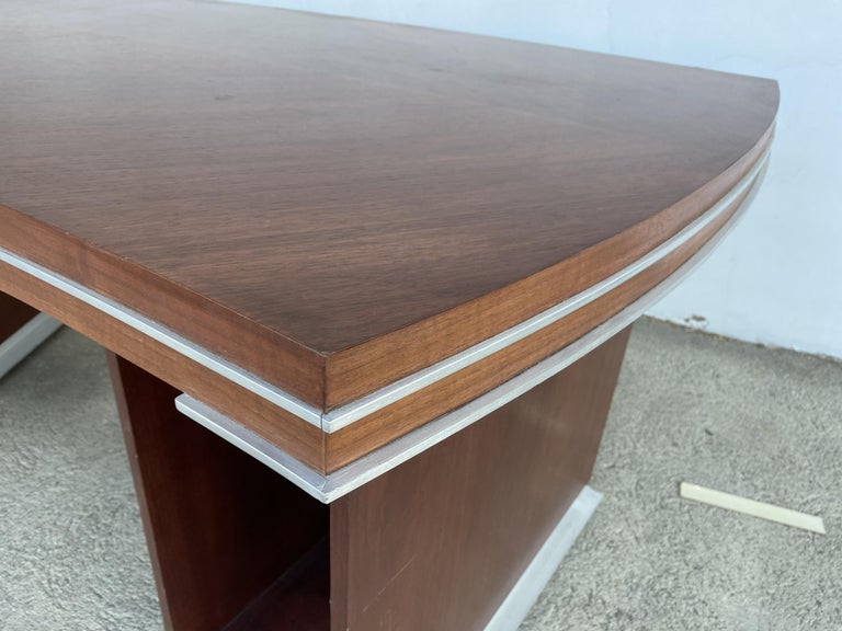 Custom Made Modern Large Executive Desk with Aluminum Trim, circa 1990 ...