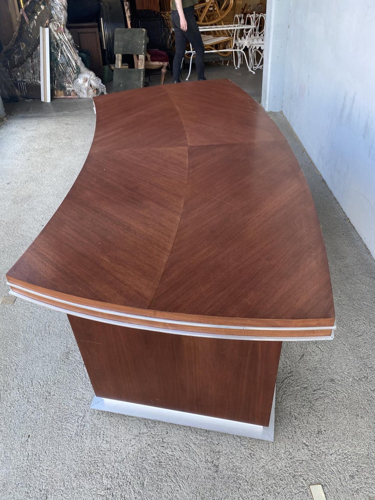 Custom Made Modern Large Executive Desk with Aluminum Trim, circa 1990 ...