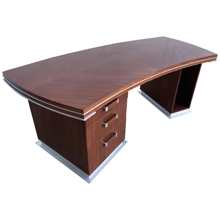 Custom Made Modern Large Executive Desk with Aluminum Trim, circa 1990 ...