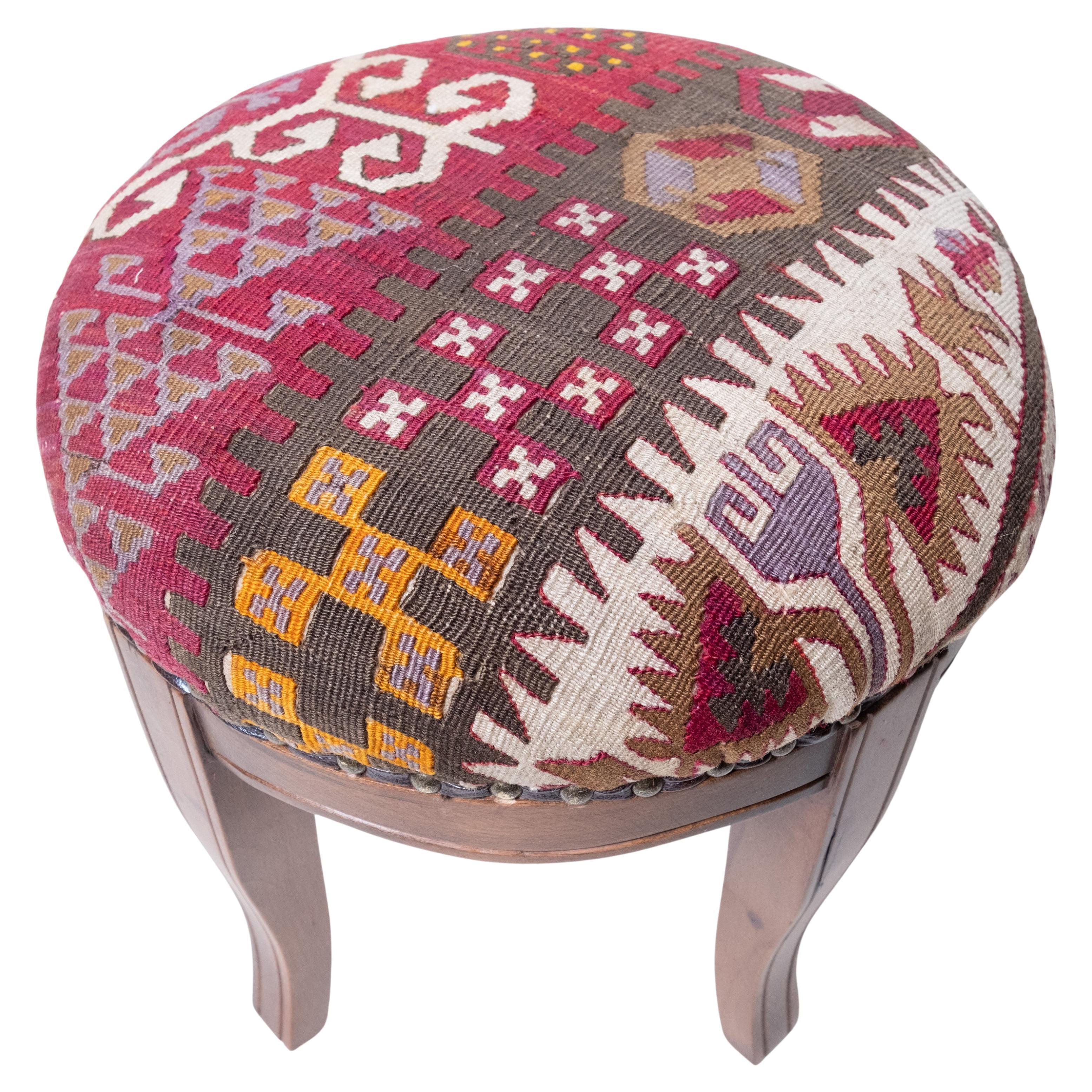 Custom Made Modern Ottoman with Vintage Turkish Anatolian Kilim Cover ...