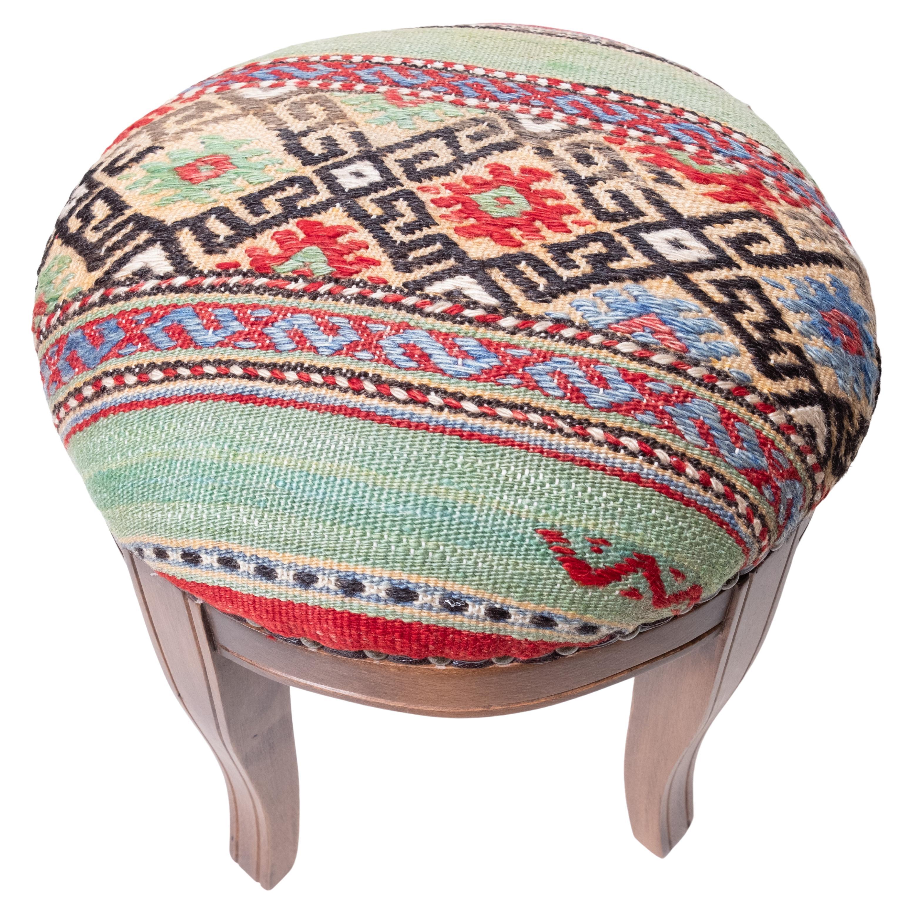 Custom Made Modern Ottoman with Vintage Turkish Anatolian Kilim Cover ...