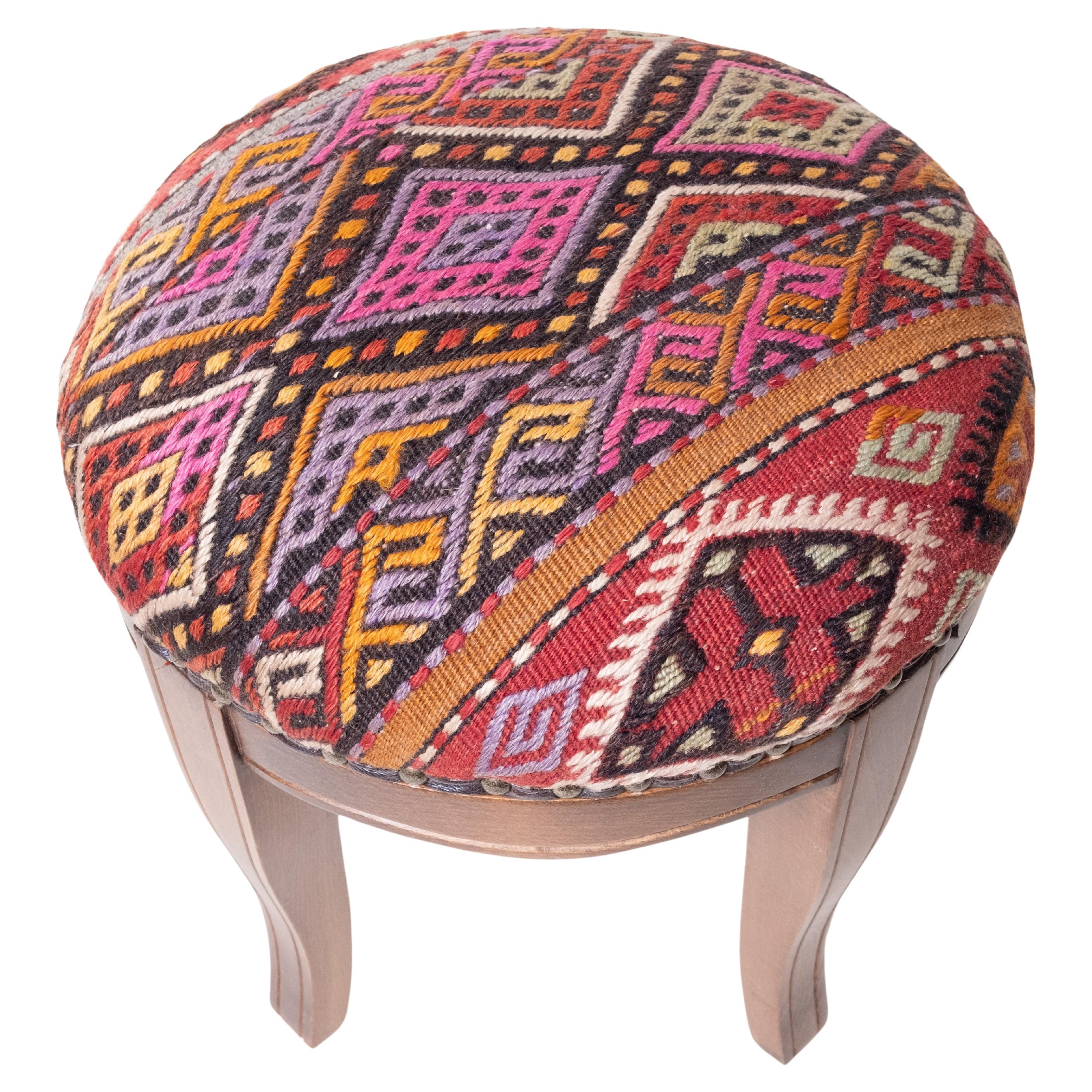 Custom Made Modern Ottoman with Vintage Turkish Anatolian Kilim Cover ...