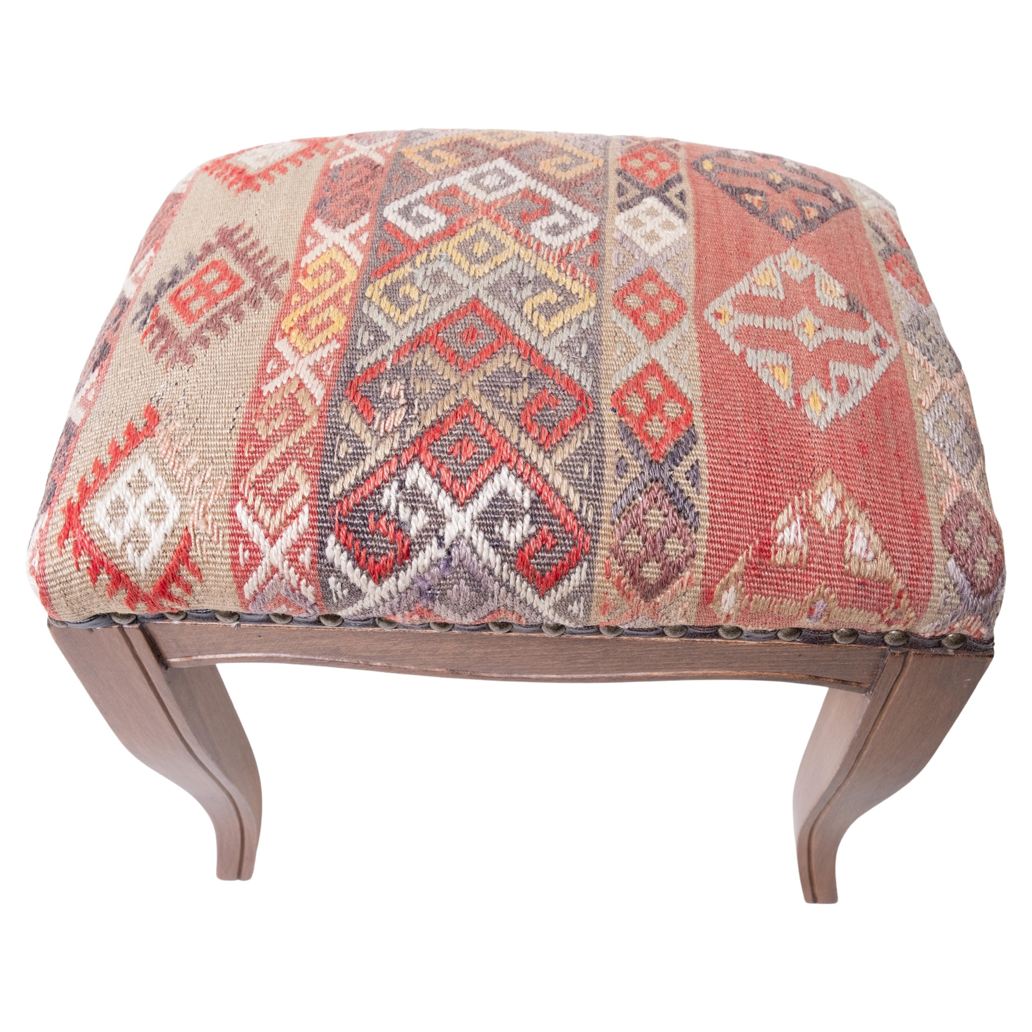 Custom Made Modern Ottoman with Vintage Turkish Anatolian Kilim Cover ...