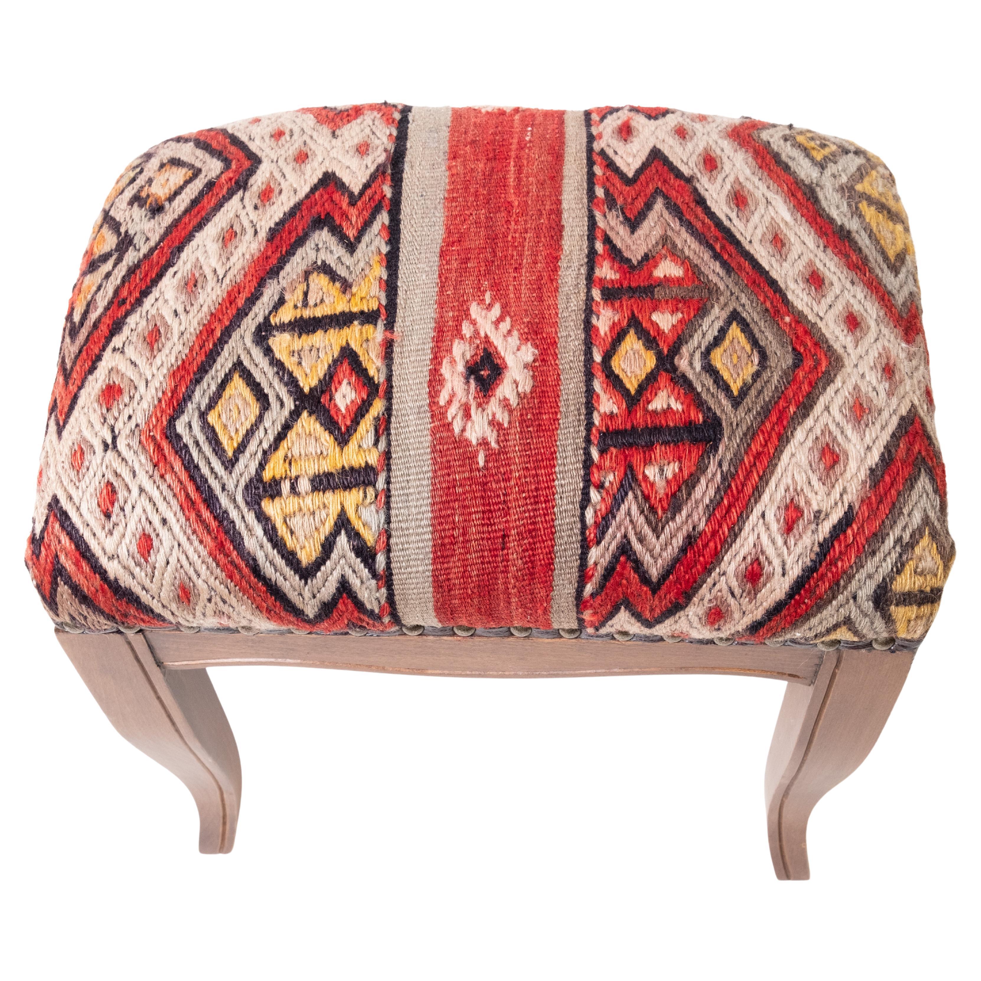 Custom Made Modern Ottoman with Vintage Turkish Anatolian Kilim Cover ...