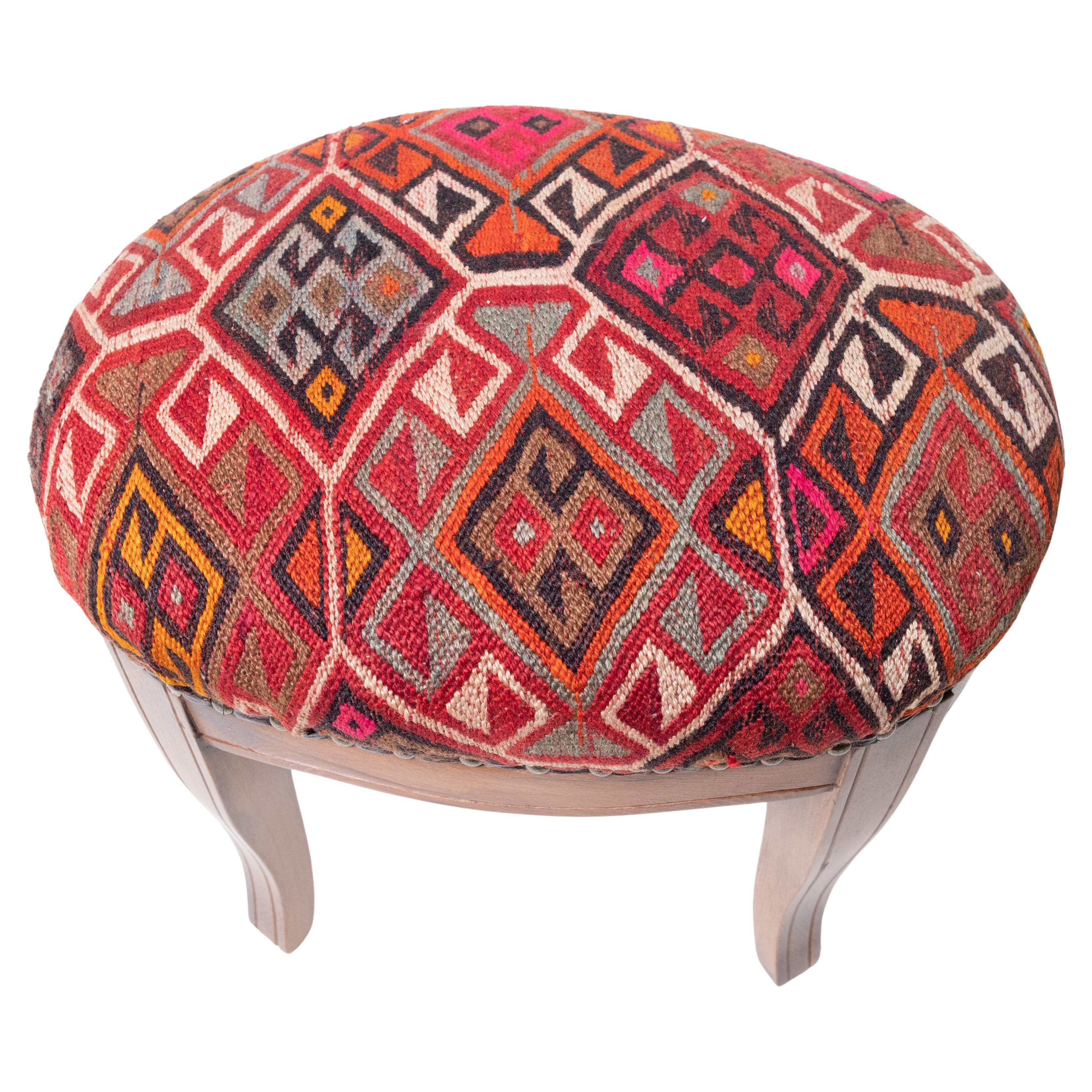 Custom Made Modern Ottoman with Vintage Turkish Anatolian Kilim Cover ...