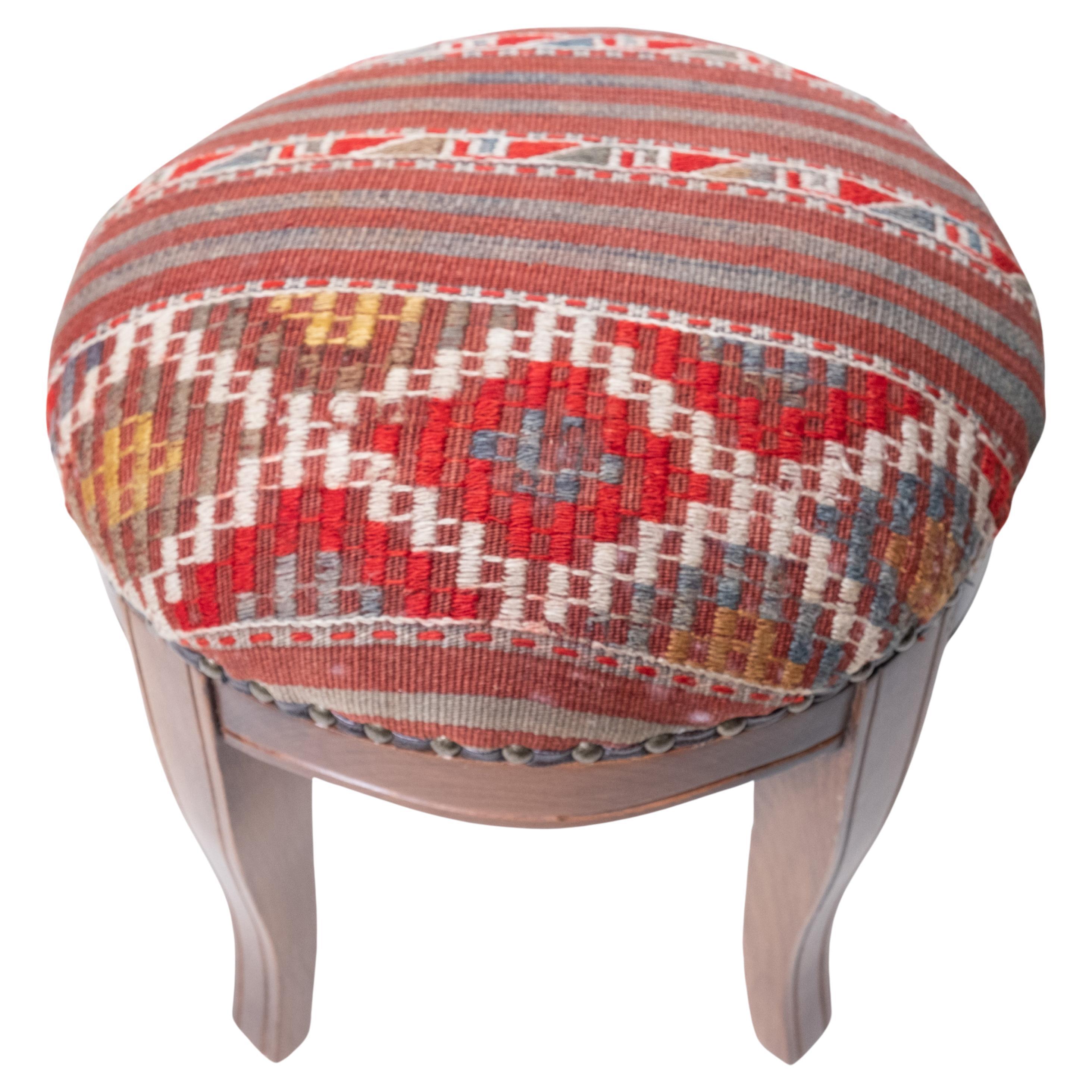 Custom Made Modern Ottoman with Vintage Turkish Anatolian Kilim Cover ...