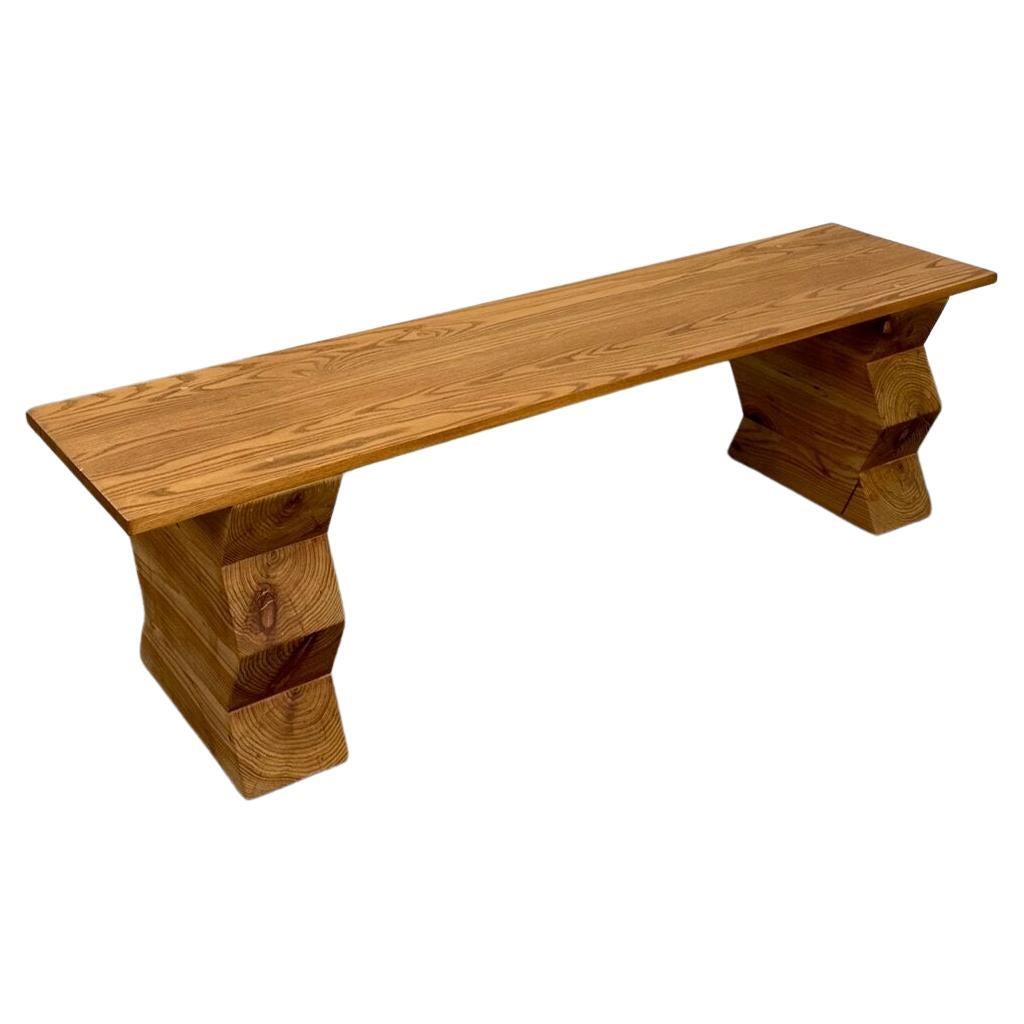Custom Made Oak and Velvet Bench For Sale at 1stDibs
