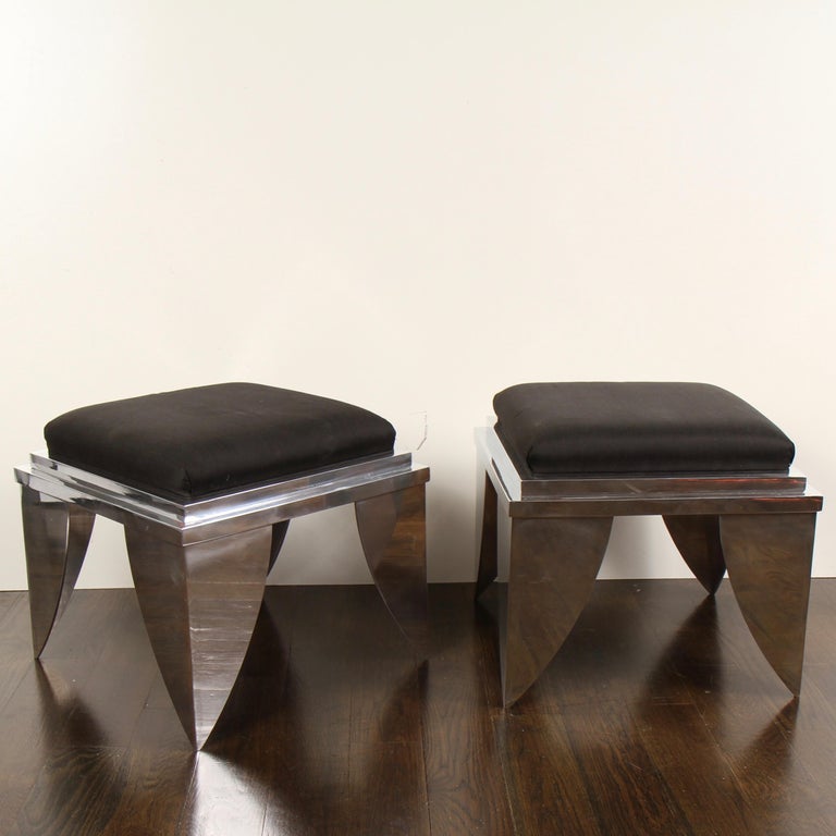 Custom Made Polished Aluminum Ottomans at 1stDibs