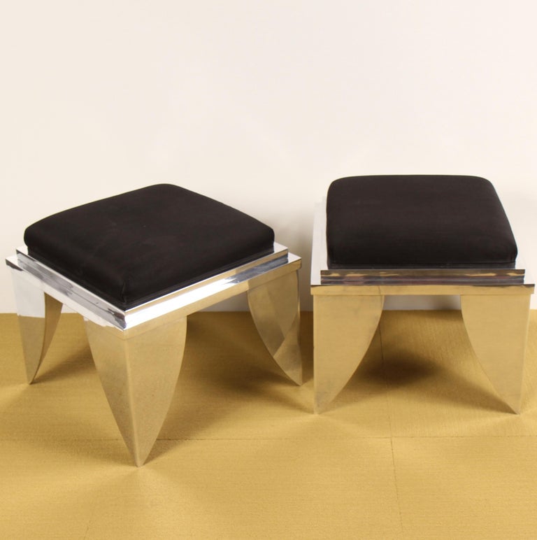 Custom Made Polished Aluminum Ottomans at 1stDibs
