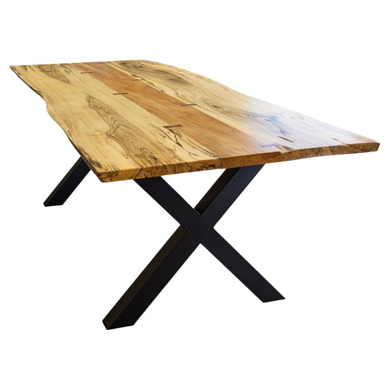 Custom Made Raw Edge Hackberry Ambrosia Maple Dining Table with Cedar ...