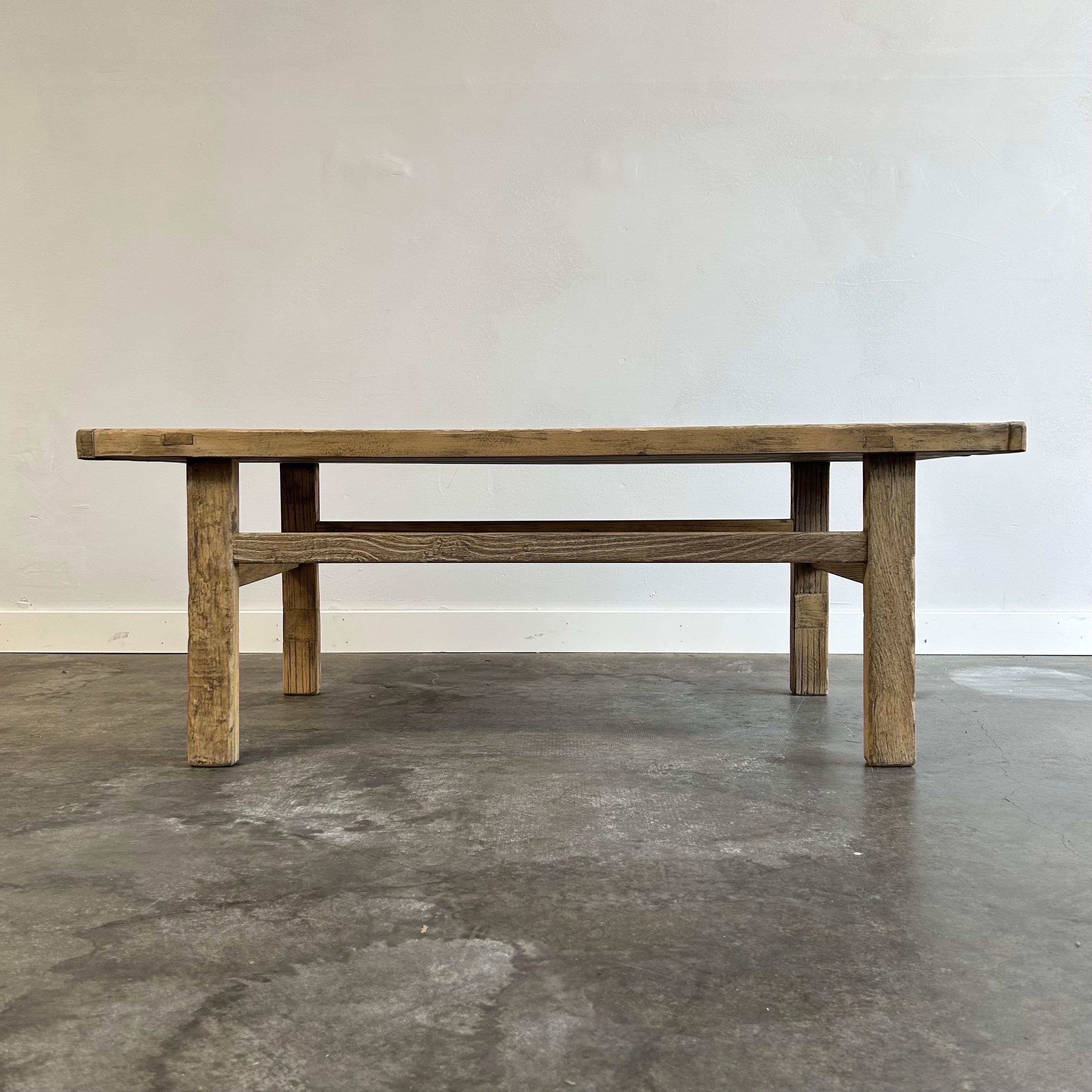 Custom Made Reclaimed Elm Wood Coffee Table For Sale at 1stDibs