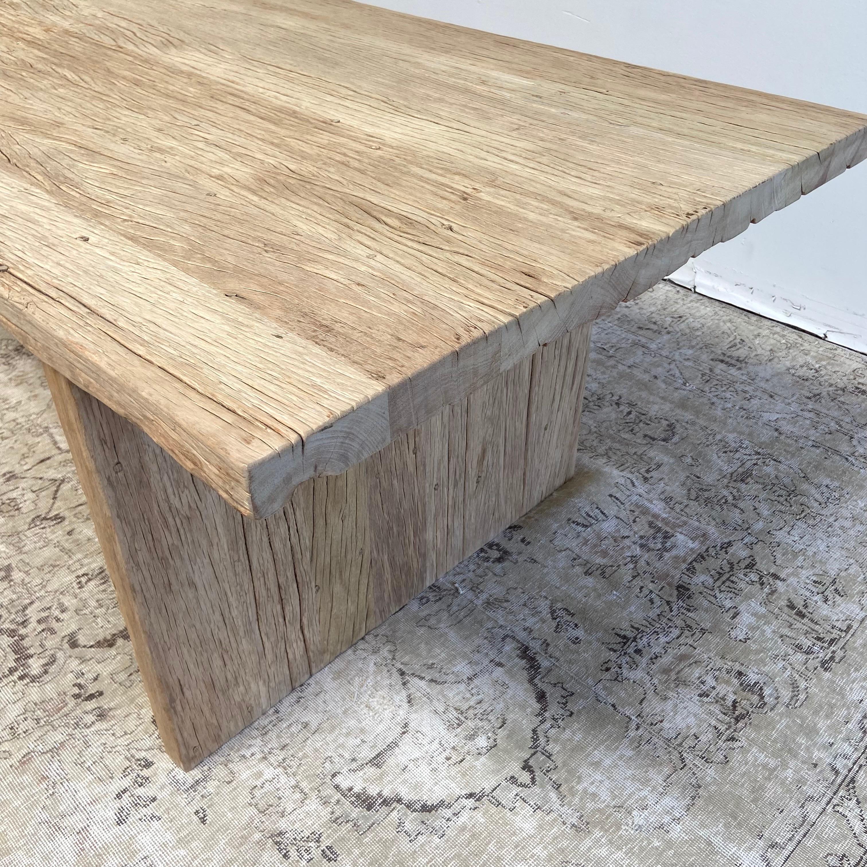 Custom Made Reclaimed Elm Wood Dining Table For Sale at 1stDibs