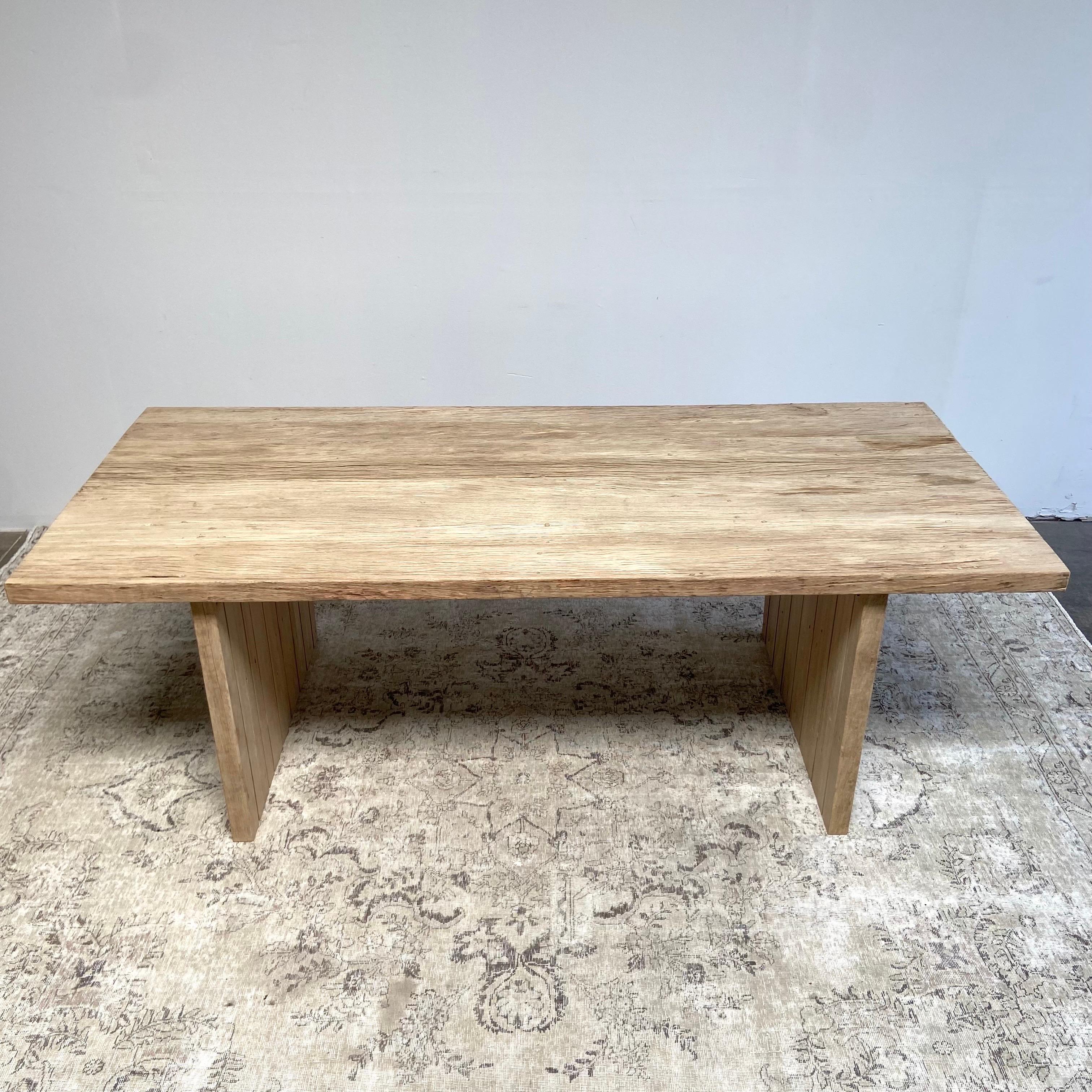 Custom Made Reclaimed Elm Wood Dining Table For Sale at 1stDibs