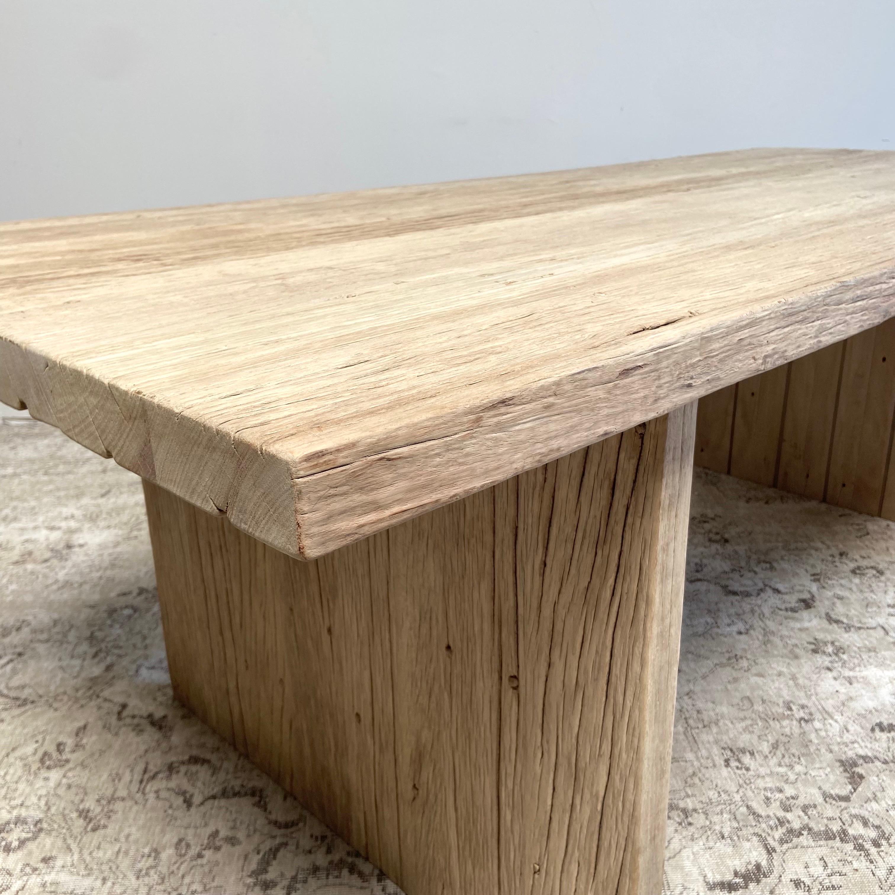Custom Made Reclaimed Elm Wood Dining Table For Sale at 1stDibs