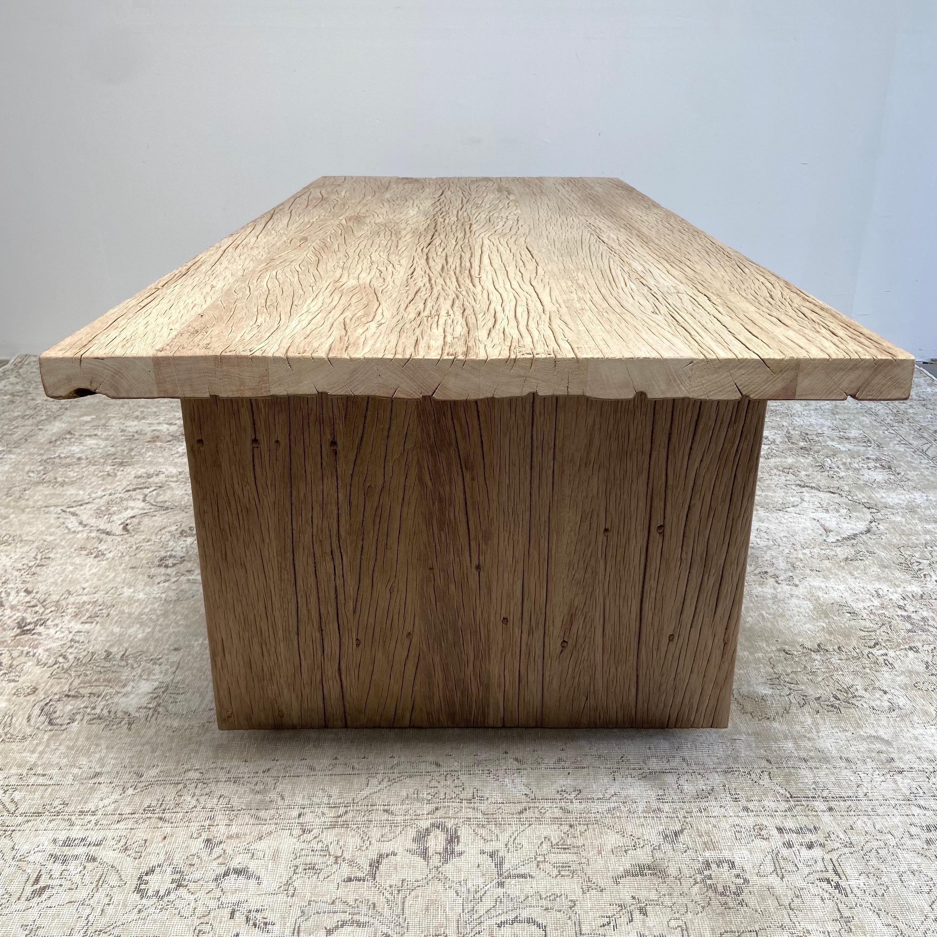 Custom Made Reclaimed Elm Wood Dining Table For Sale at 1stDibs