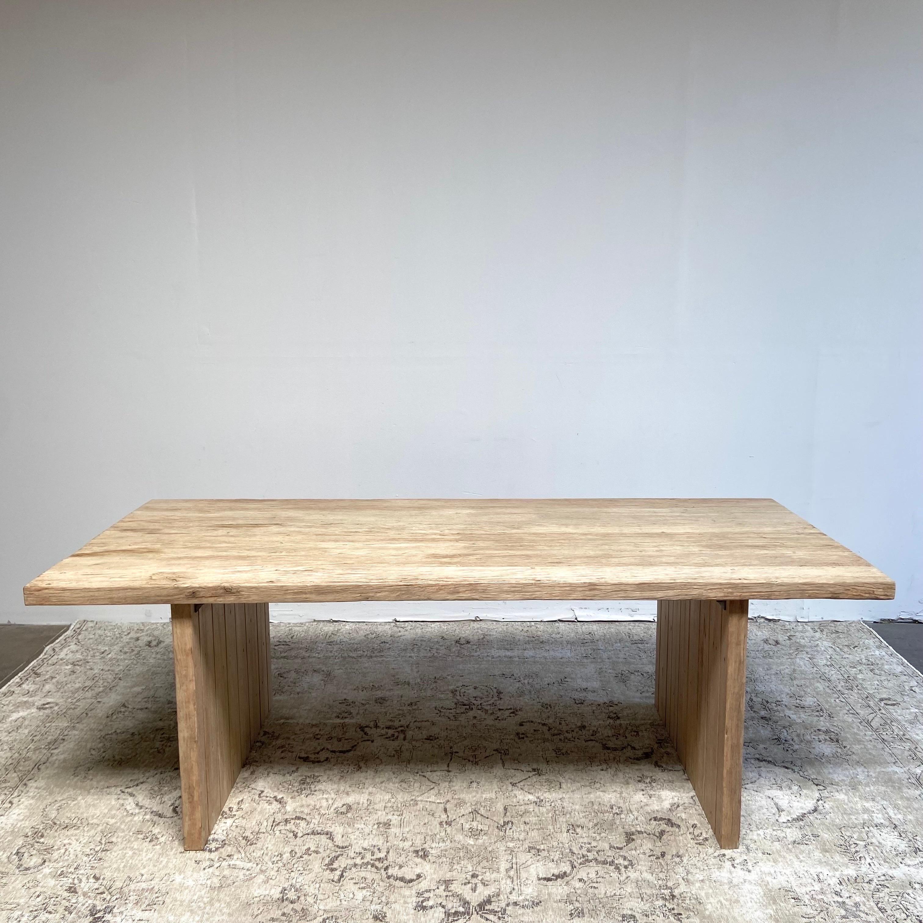 Custom Made Reclaimed Elm Wood Dining Table For Sale at 1stDibs