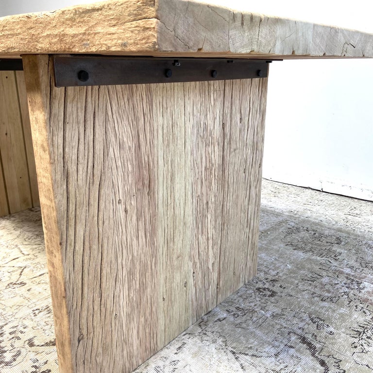 Custom Made Reclaimed Elm Wood Wood Dining Table For Sale at 1stDibs