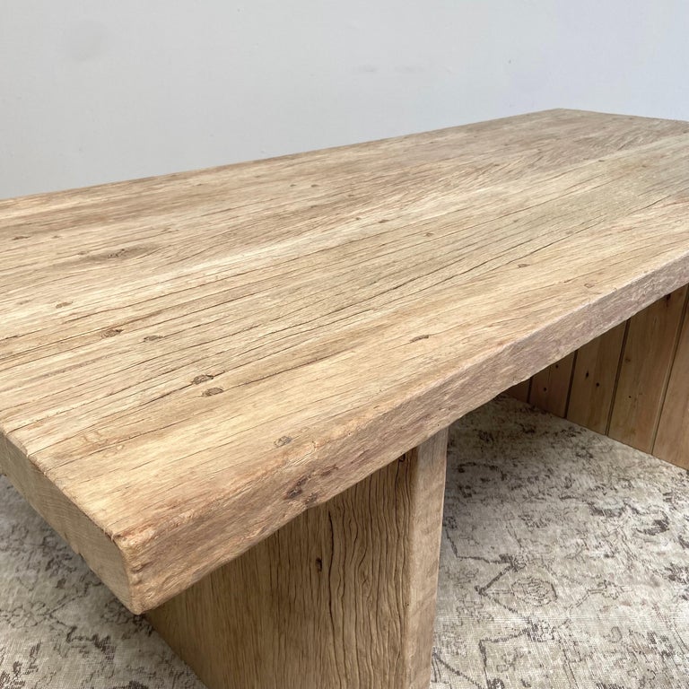 Custom Made Reclaimed Elm Wood Wood Dining Table For Sale at 1stDibs