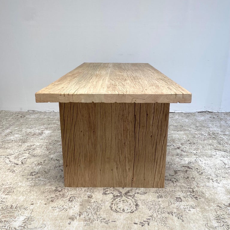 Custom Made Reclaimed Elm Wood Wood Dining Table For Sale at 1stDibs