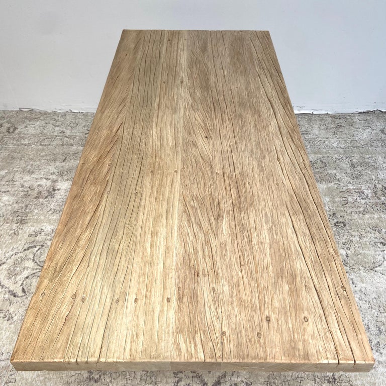 Custom Made Reclaimed Elm Wood Wood Dining Table For Sale at 1stDibs