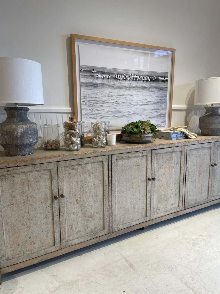 Custom Made Reclaimed Painted and Distressed Cabinet Console with Doors ...