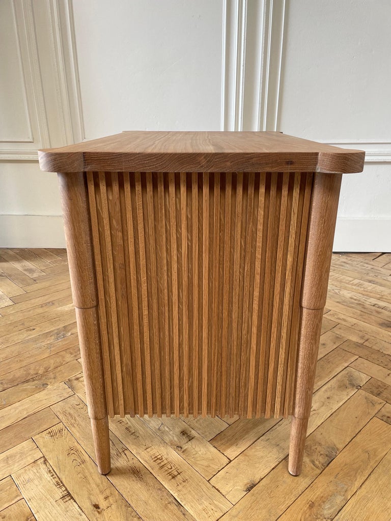 Custom Made Reeded White Oak Nightstand with Single Drawer For Sale at ...