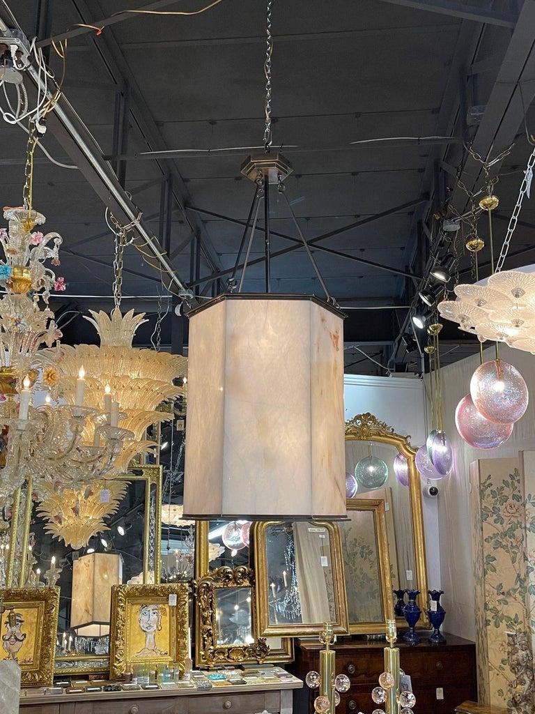 Custom Made Rock Crystal and Bronze Lantern For Sale at 1stDibs