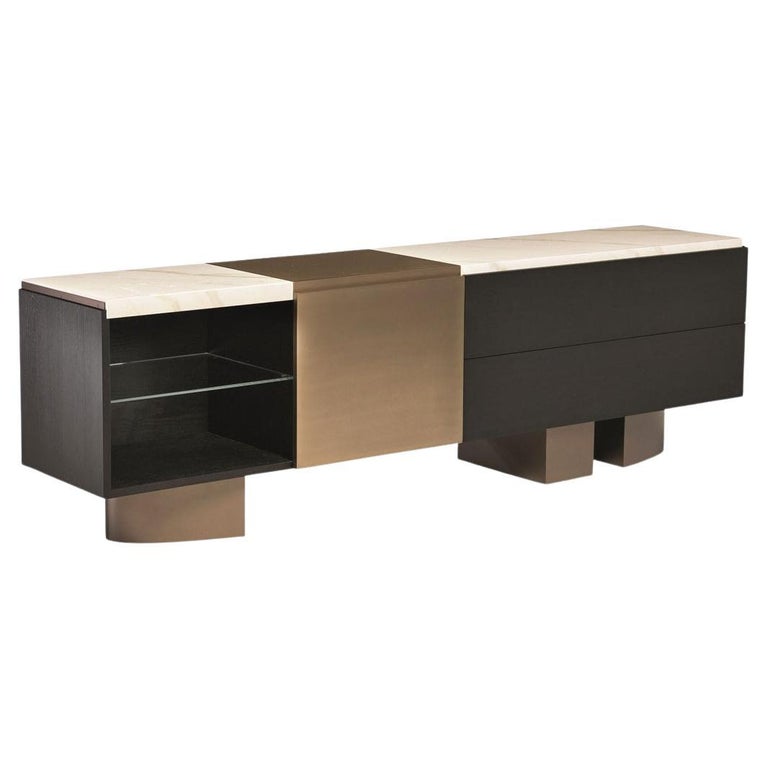 Custom Made Sideboard in Black Ash and Metallic Lacquer Colors For Sale ...
