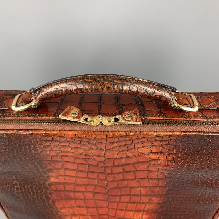 CUSTOM MADE Tan Ombre Alligator Embossed leather Shoulder Strap ...