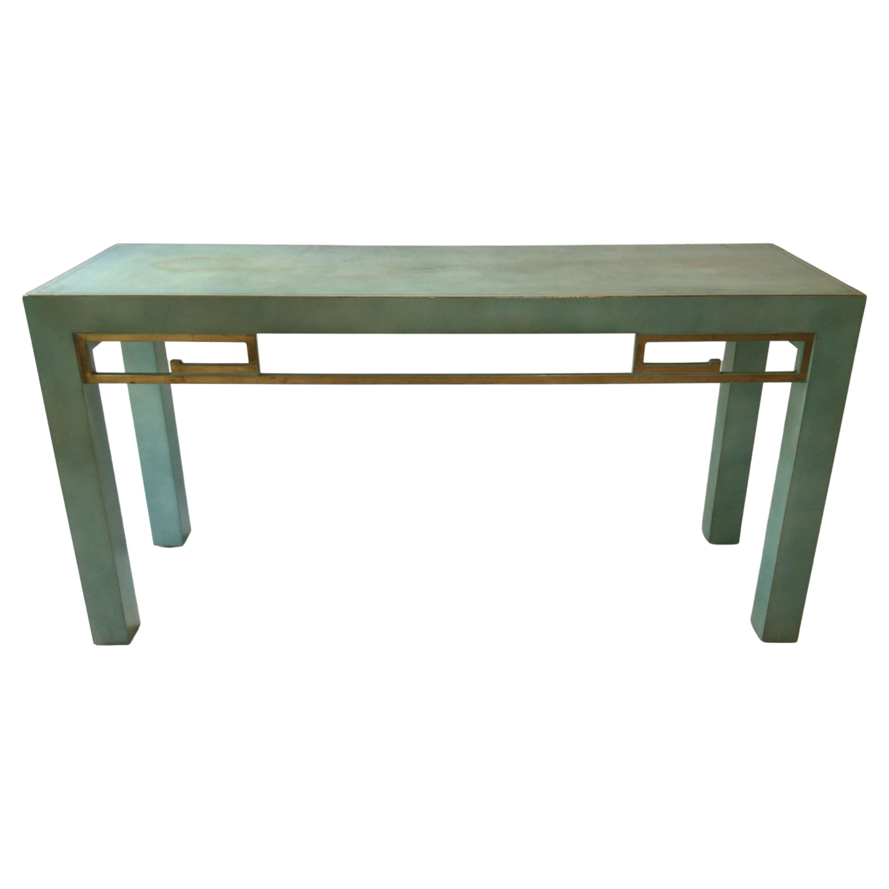 Custom Made Tiffany Blue Greek Key Console For Sale at 1stDibs