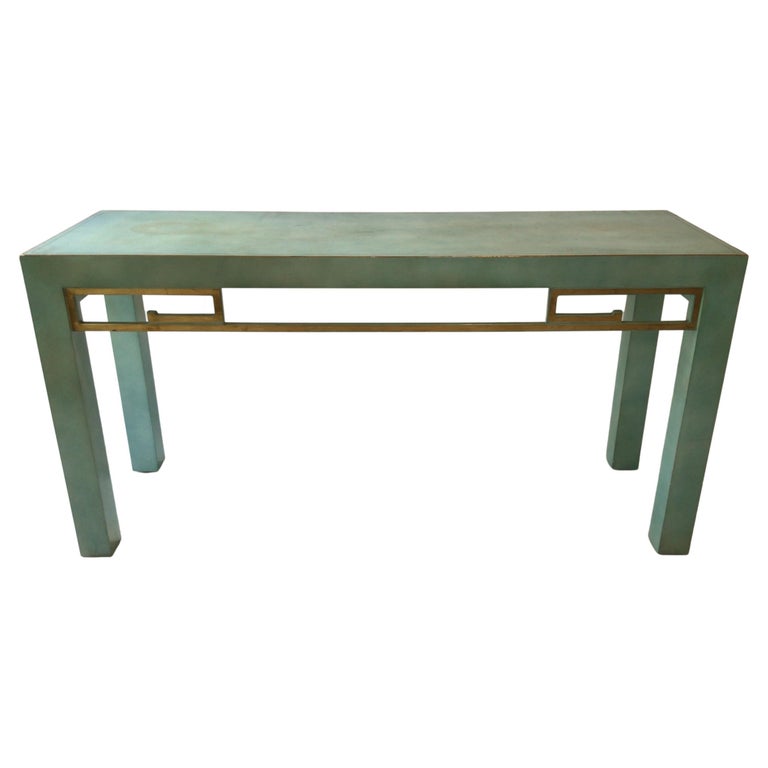 Custom Made Tiffany Blue Greek Key Console For Sale at 1stDibs