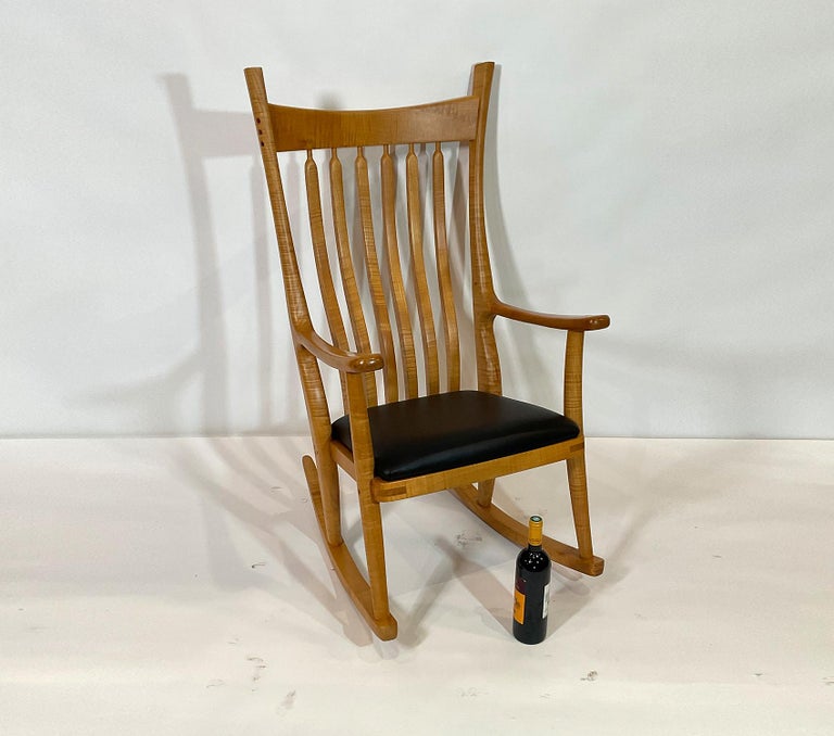 Custom-Made Tiger Maple Rocker For Sale at 1stDibs