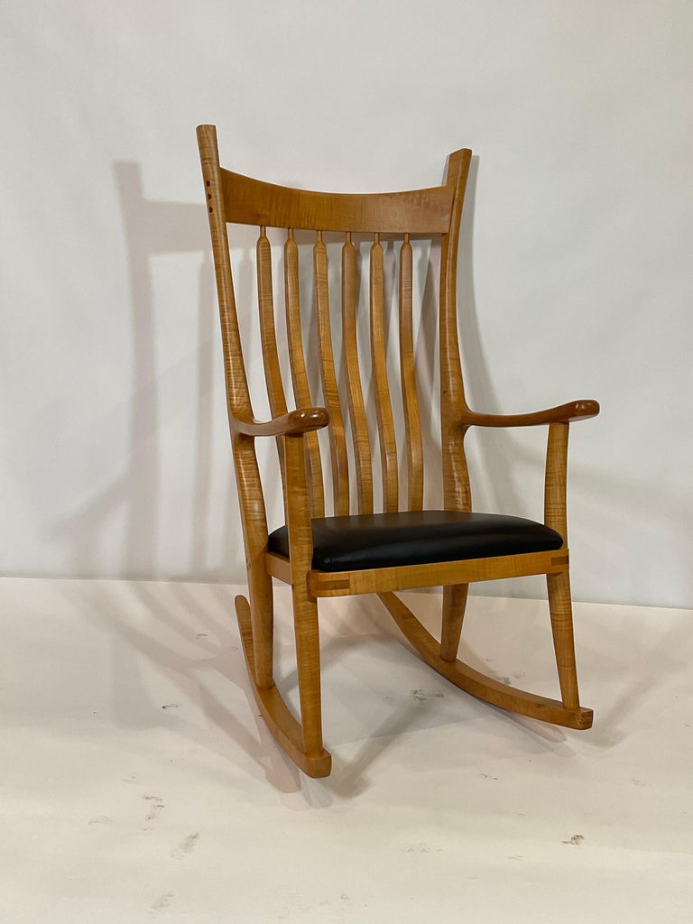 Custom-Made Tiger Maple Rocker For Sale at 1stDibs