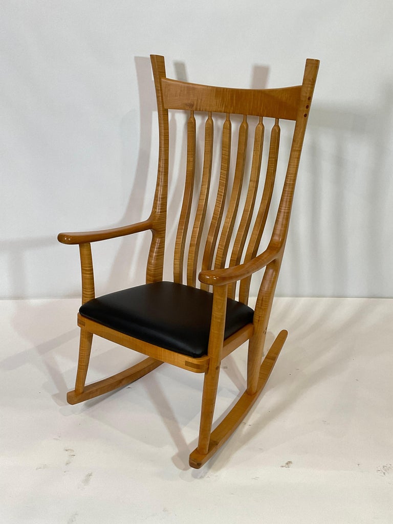 Custom-Made Tiger Maple Rocker For Sale at 1stDibs