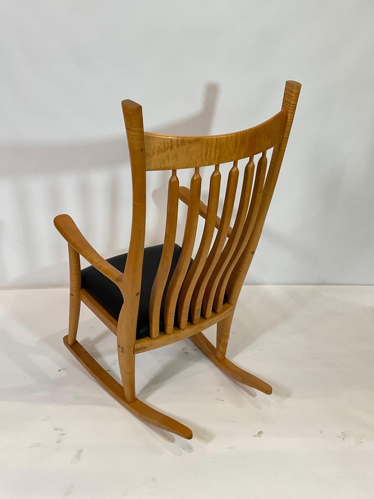 Custom-Made Tiger Maple Rocker For Sale at 1stDibs