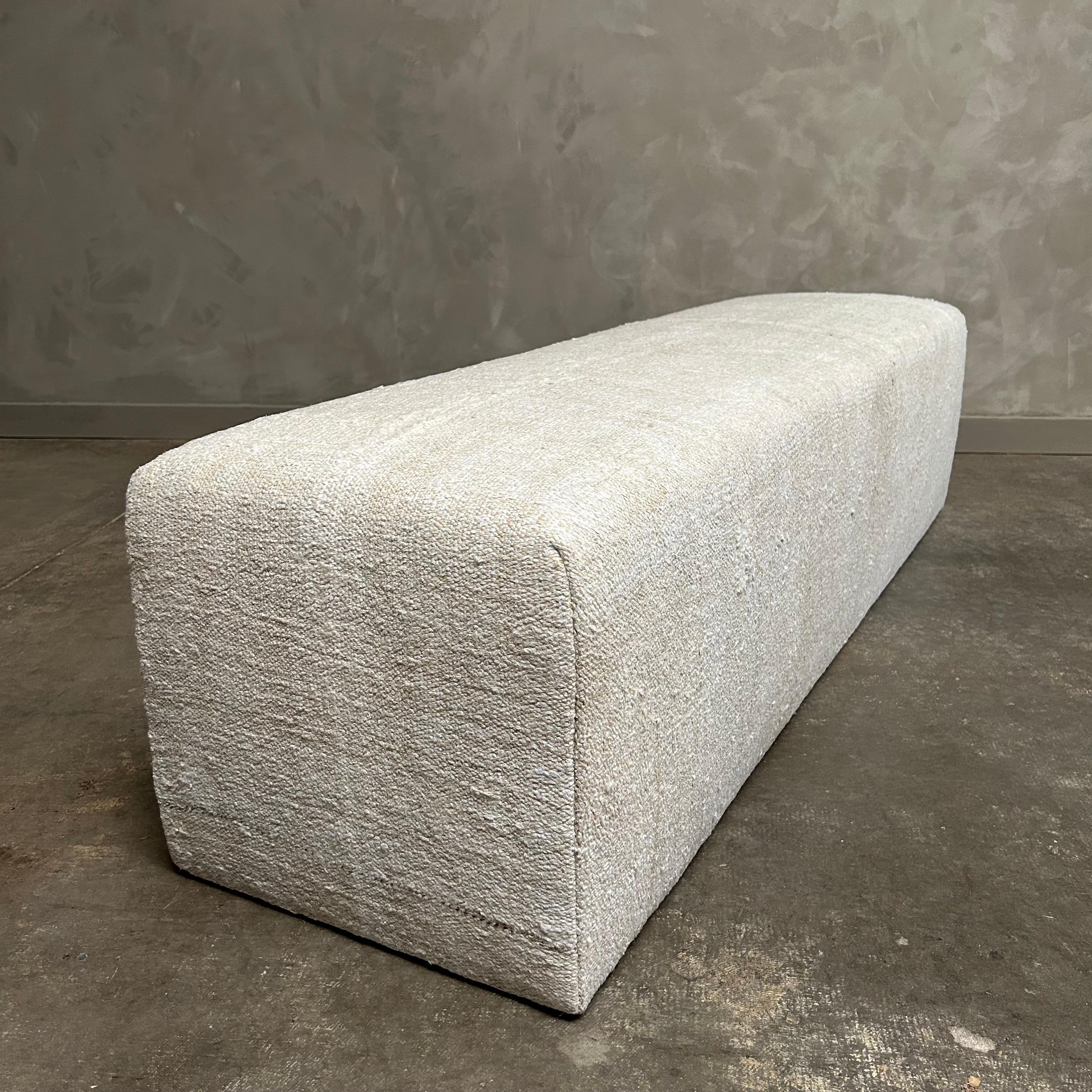 Custom Made Turkish Rug Bench Cube Style Ottoman For Sale at 1stDibs