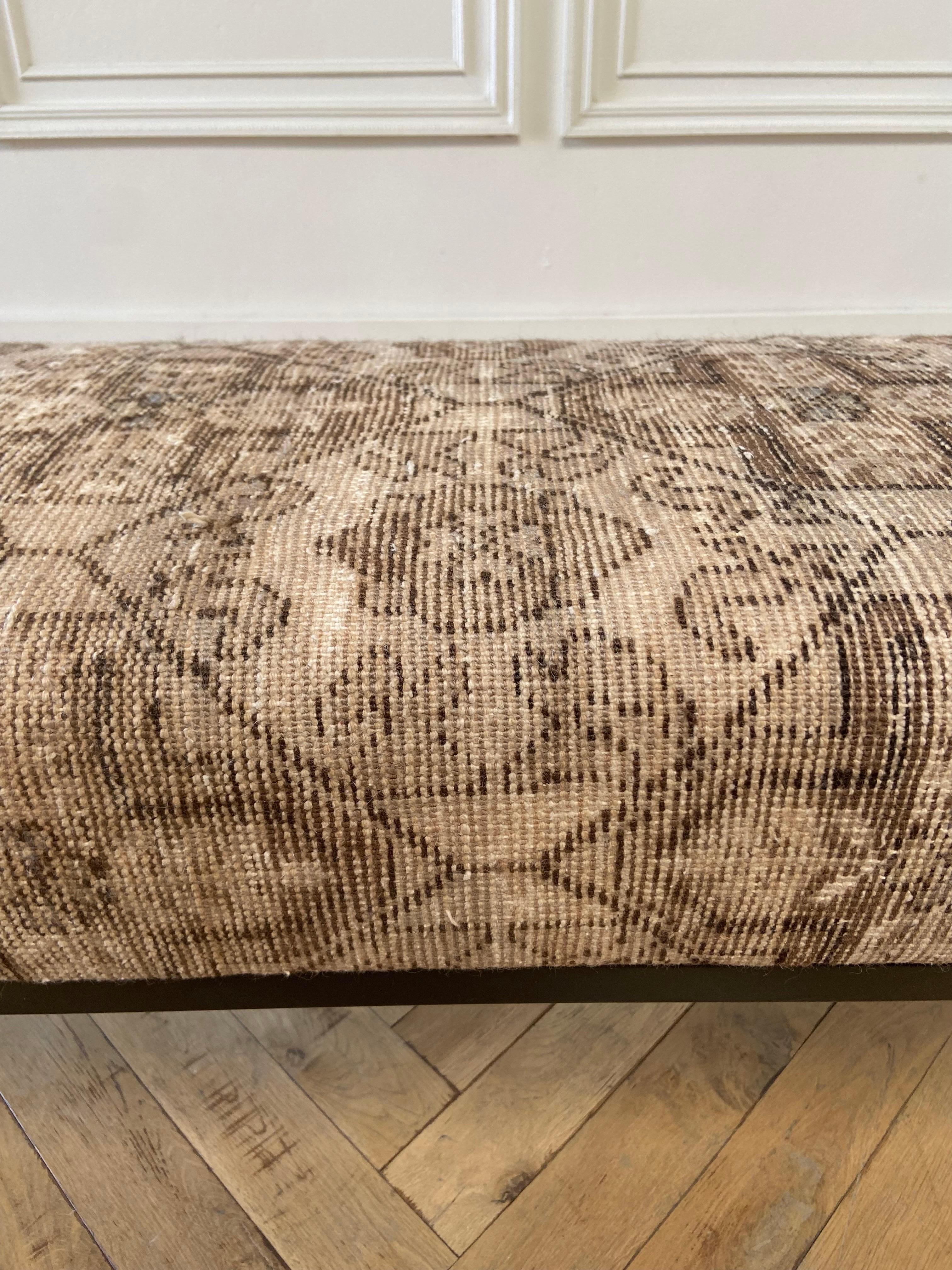 Custom Made Turkish Rug Cocktail Ottoman with Metal Frame For Sale at ...