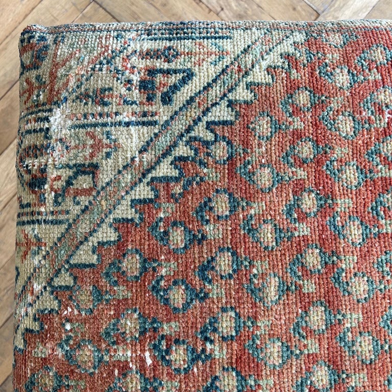 Custom Made Turkish Vintage Rug Cocktail Ottoman or Bench with Metal ...