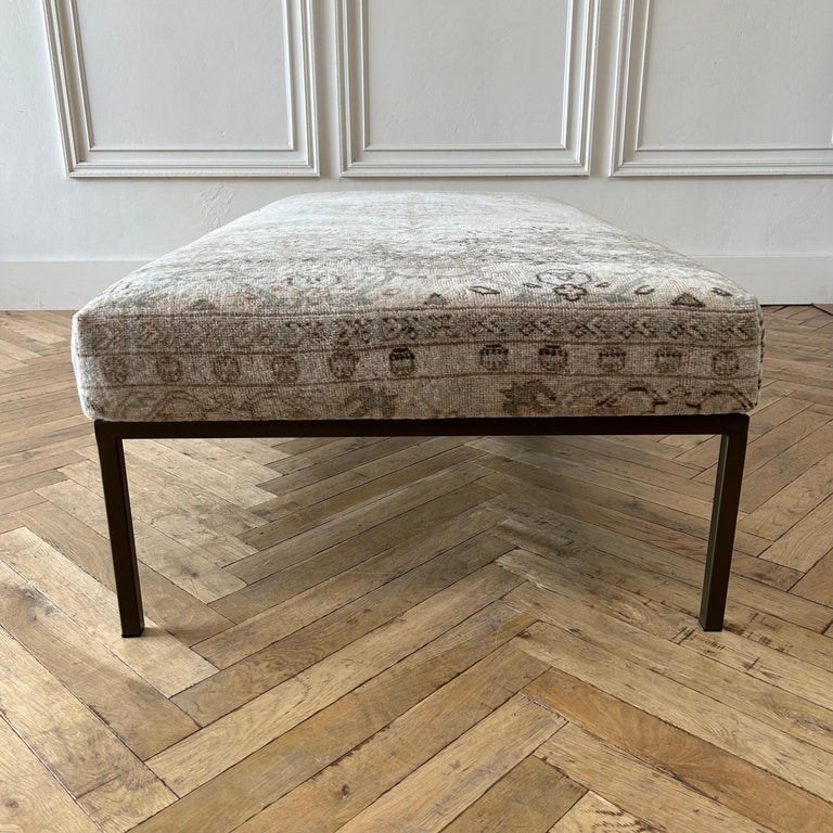 Custom Made Turkish Vintage Rug Cocktail Ottoman or Bench with Metal ...