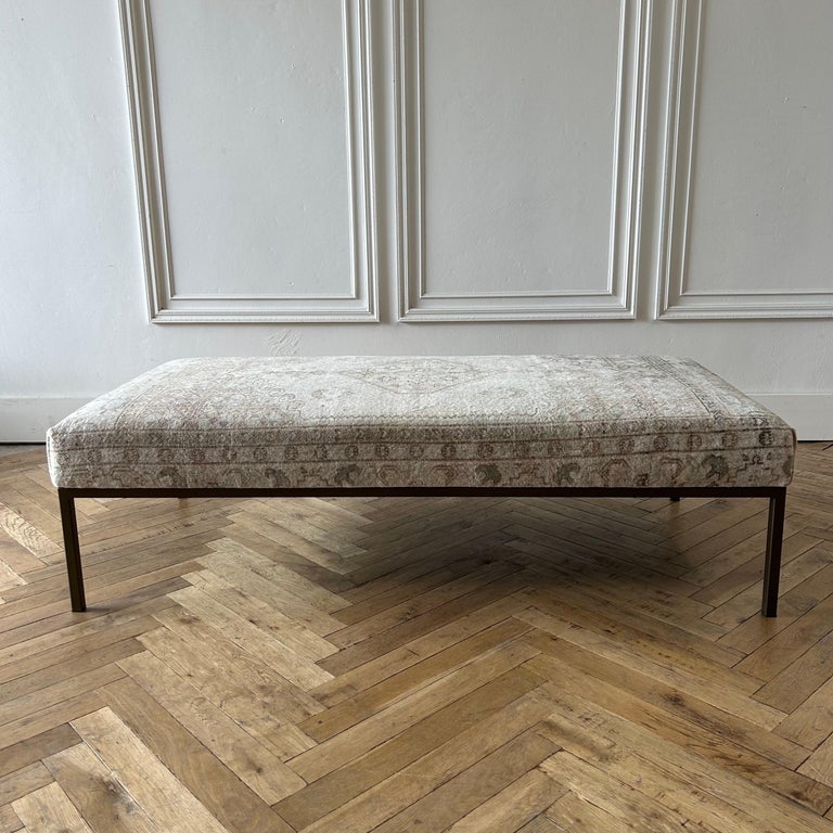 Custom Made Turkish Vintage Rug Cocktail Ottoman or Bench with Metal ...