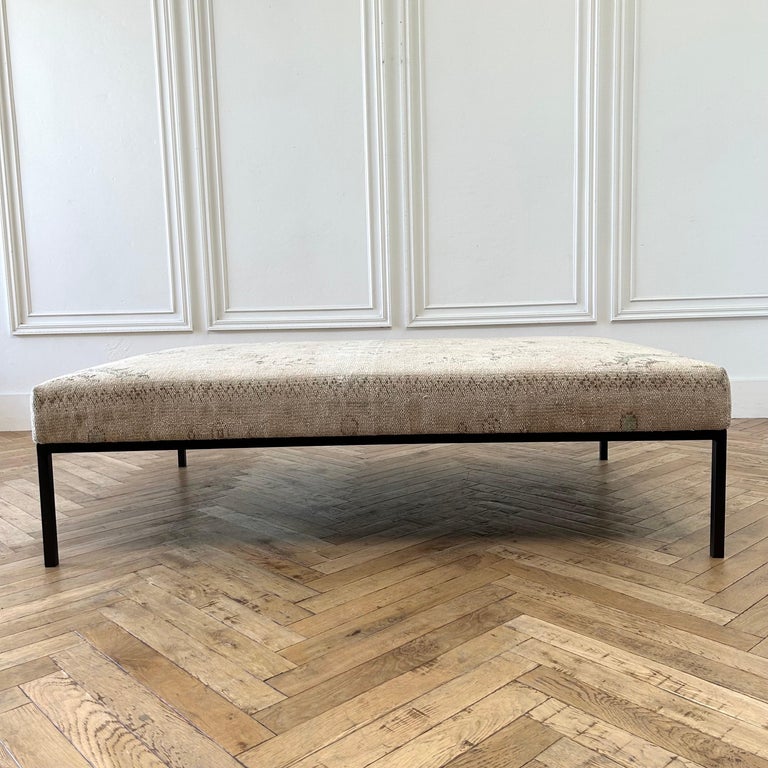 Custom Made Turkish Vintage Rug Ottoman with Metal Base For Sale at 1stDibs