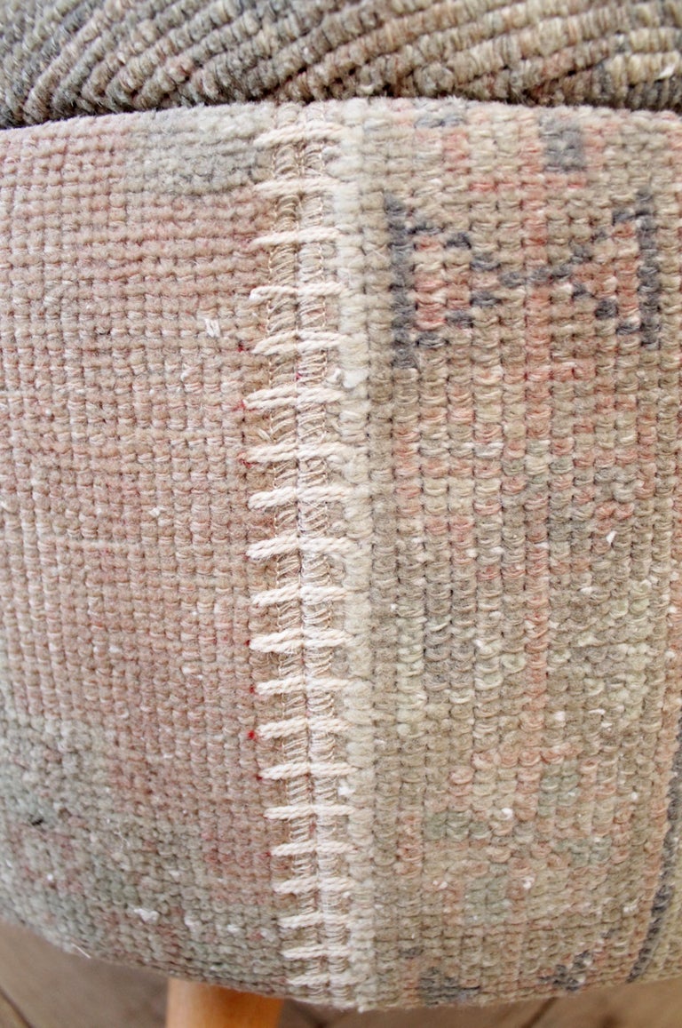 Custom Made Vintage Kilim Rug Ottoman at 1stDibs | round ottoman