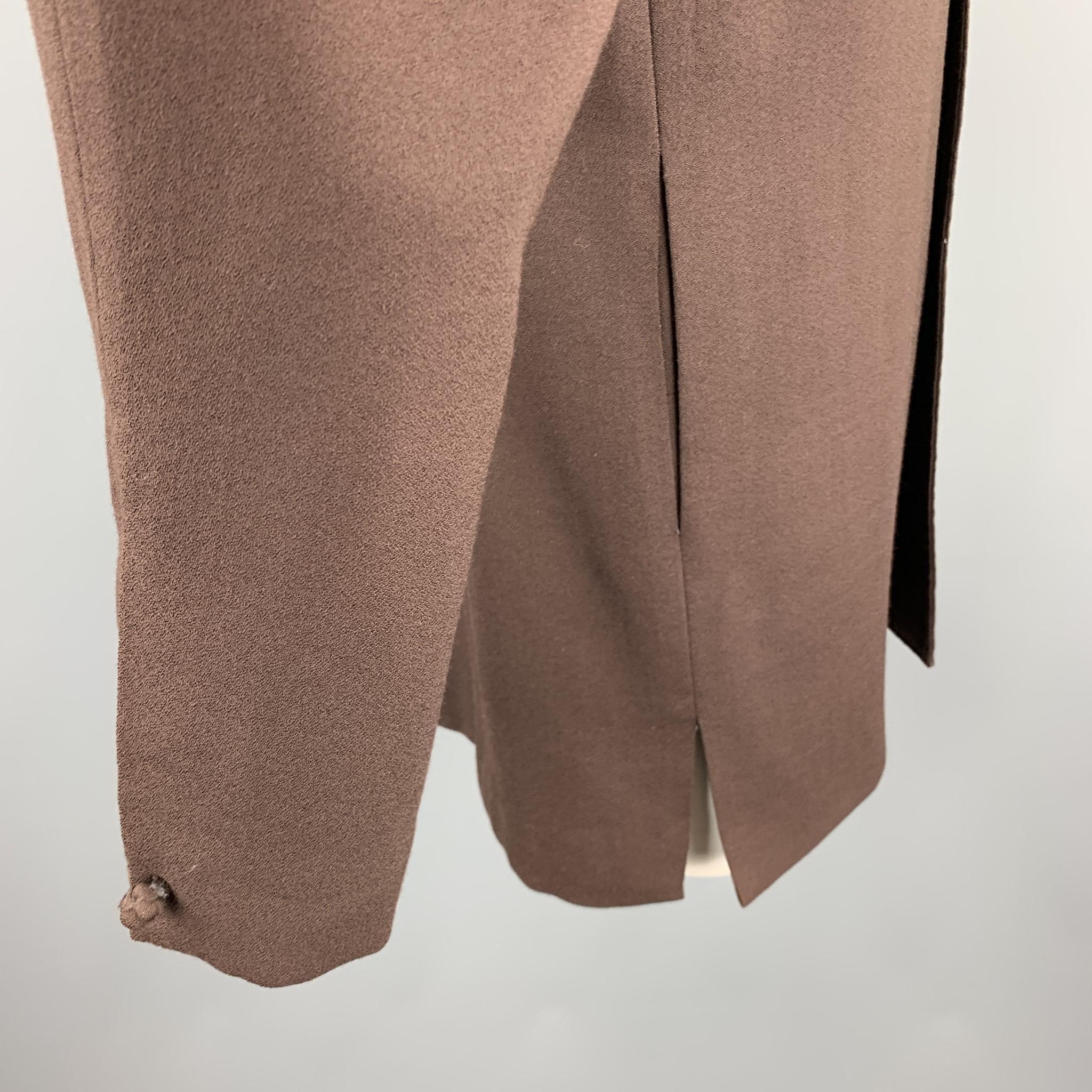 Custom Made Vintage Size 42 Brown Wool Mandarin Collar Jacket at ...