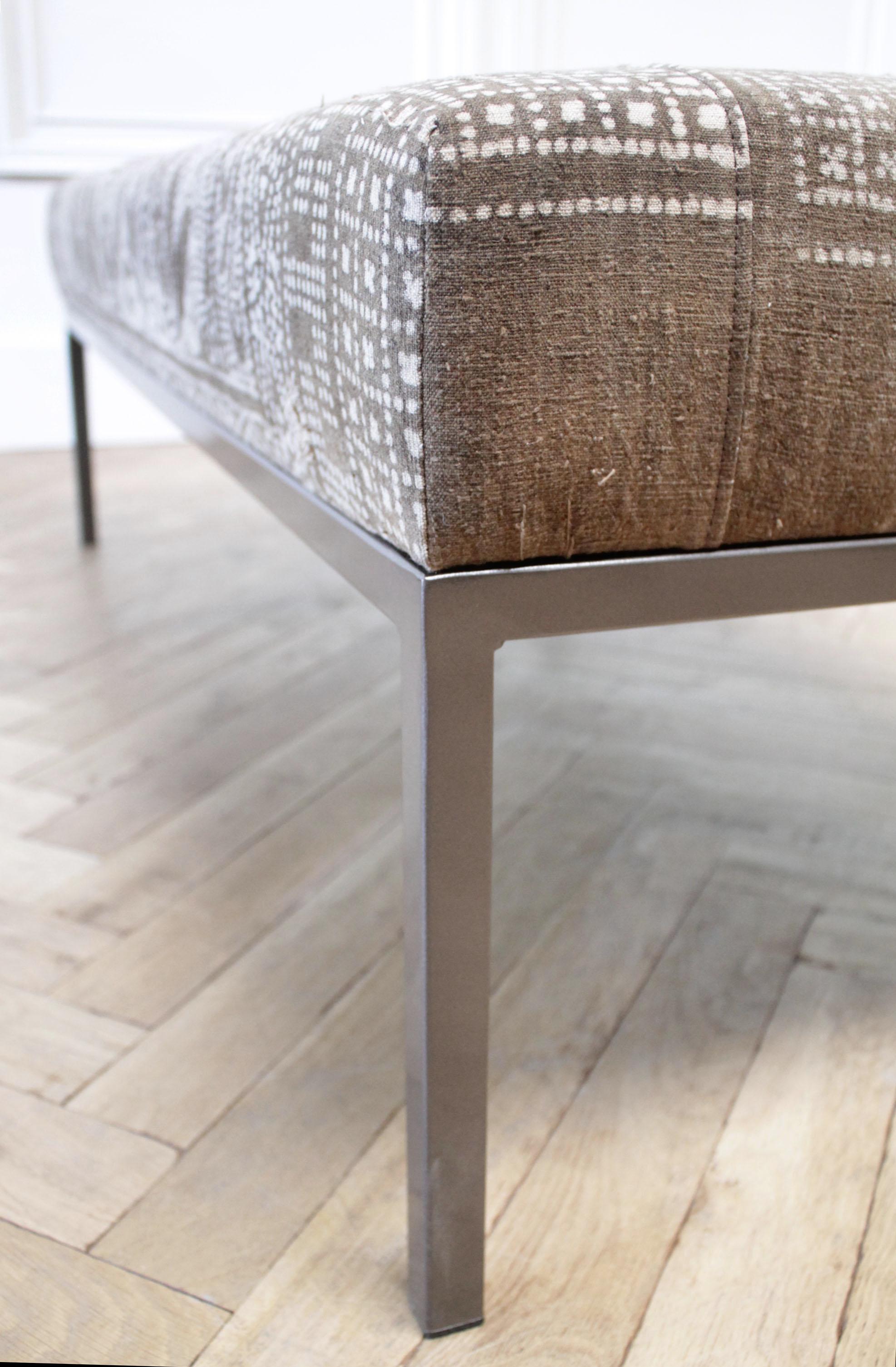 Custom Made Vintage Textile and Iron Cocktail Ottoman Bench For Sale at ...