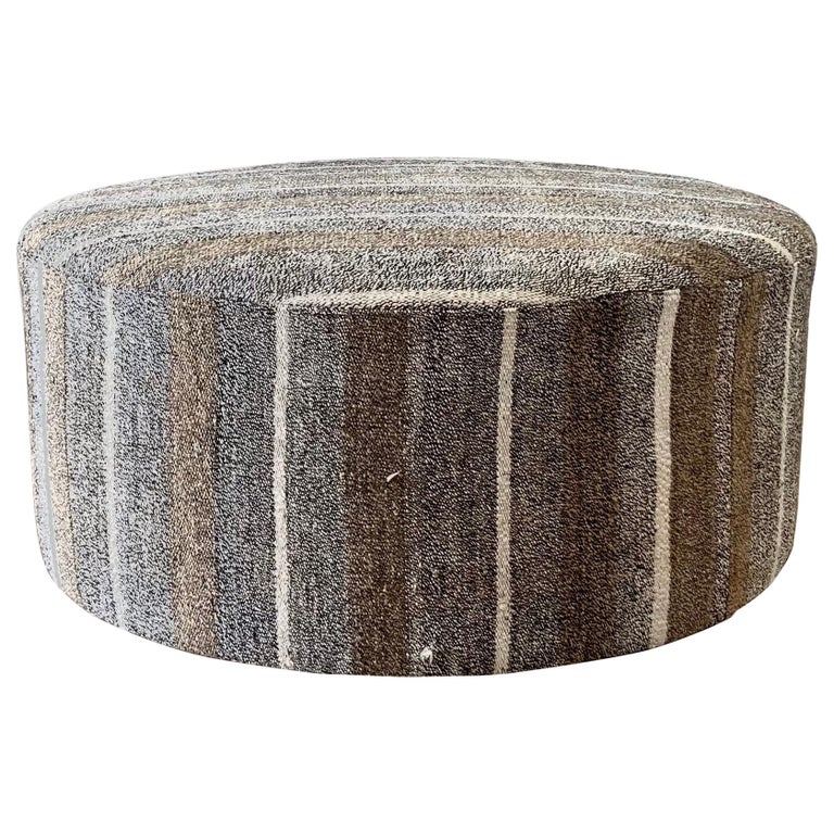 Custom Made Vintage Turkish Rug Round Cocktail Ottoman Coffee Table at ...