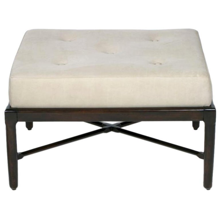 Custom Made X-Base Dark Espresso Ottoman or Bench of a Mid-Century ...